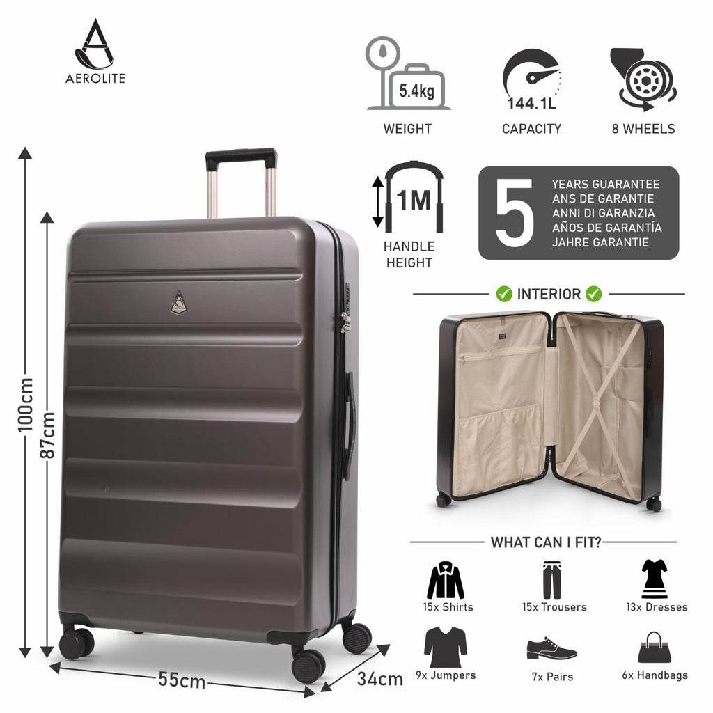 Aerolite Extra Large XL 32" 144L Lightweight ABS Hard Shell Suitcase ...
