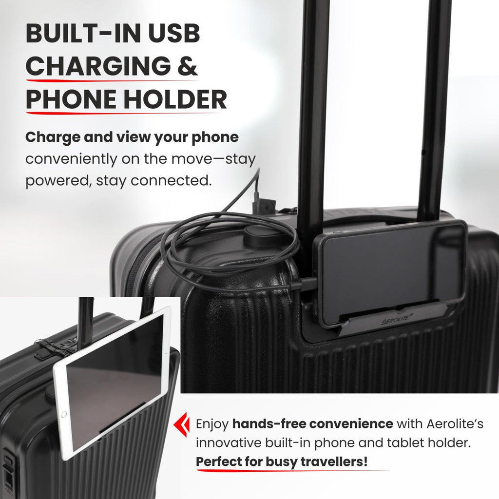 Aerolite M-Lite Smart Luggage Set (21” Cabin + 29” Extra Large) – PP P – USB International Ltd