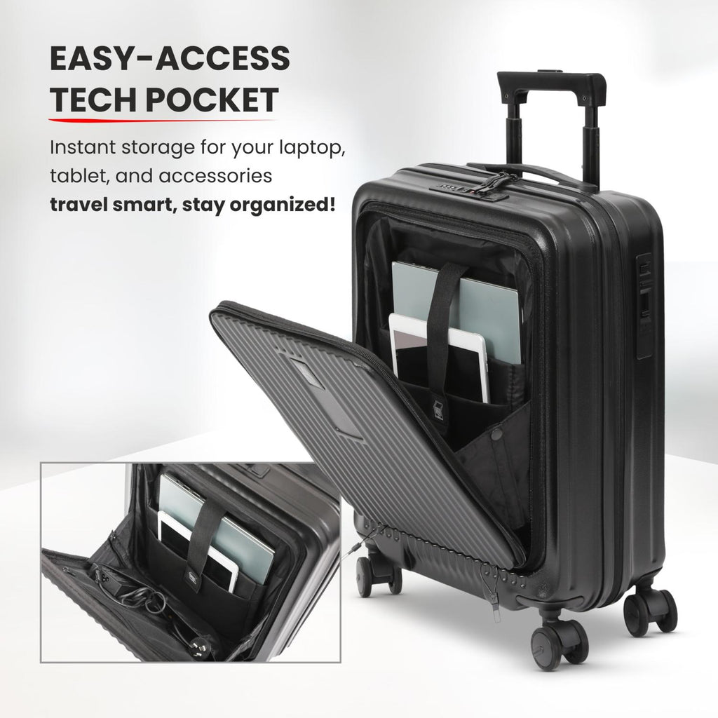 Aerolite M-Lite Smart 21” Cabin Suitcase – Silent & Smooth Hinomoto Wh – USB International Ltd